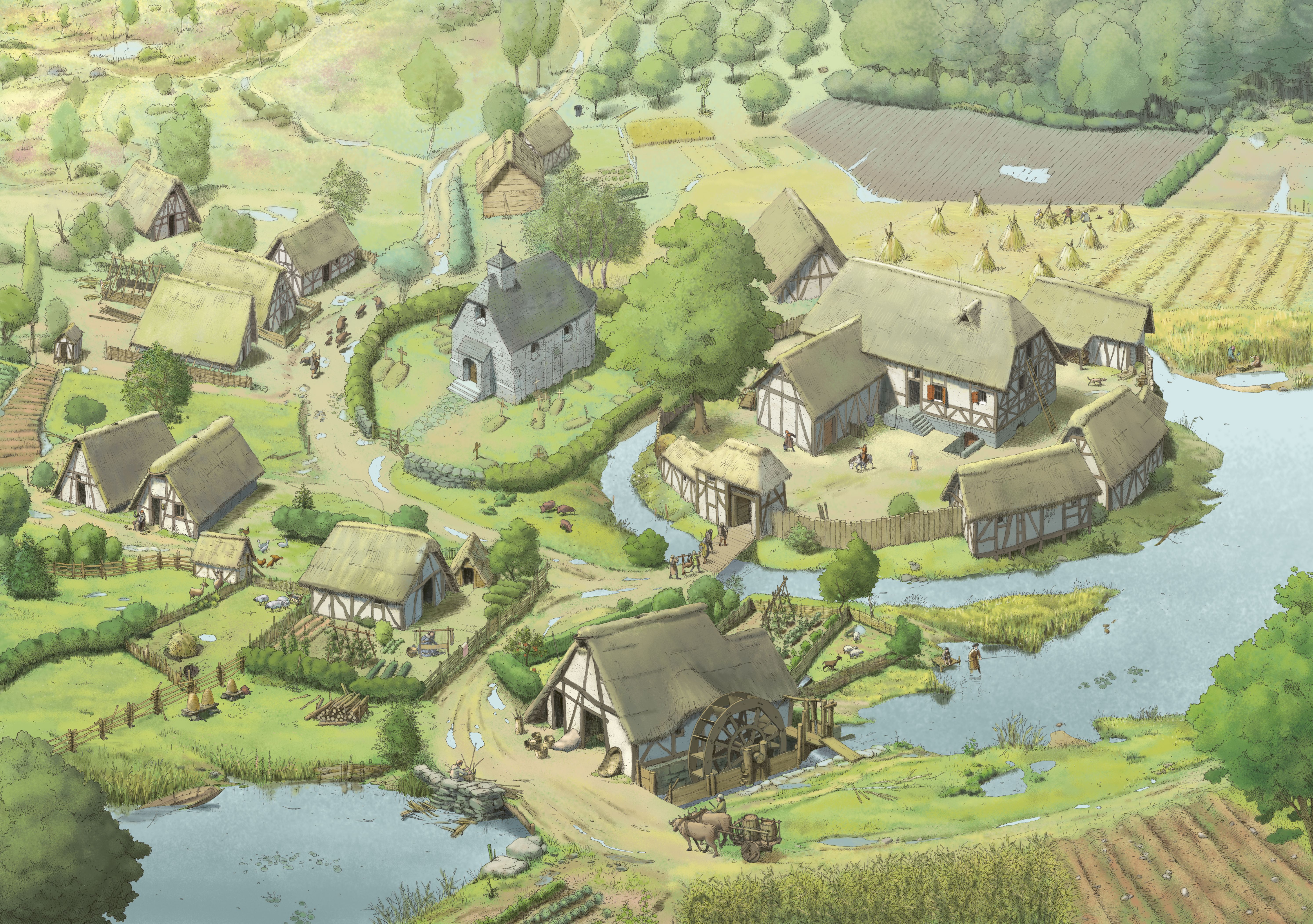 Een landbouwnederzetting in de eerste middeleeuwen